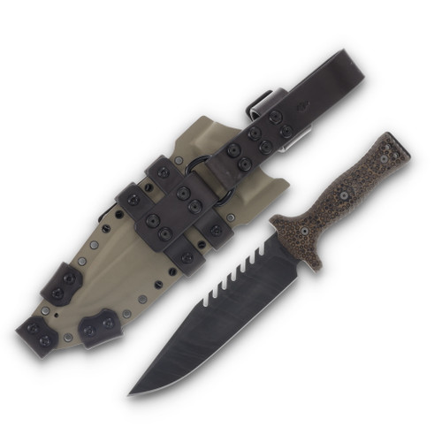 Miller Bros Blades Large Fixed Blade Knife Tri Color 8.75in Plain - Tan ...
