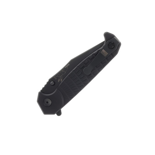 Half Face Blades Crow Folder- Anodized Black Frame, Nitride Black Blade ...