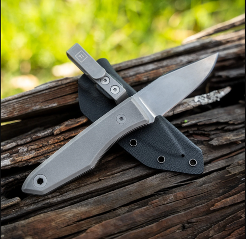 Big I Design Ti Lookout Titanium Stonewash 2.2in Plain Stonewash Clip Point