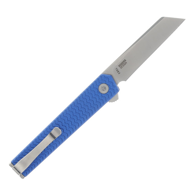 CRKT CEO Microflipper Folding Knife Blue 2.21in Plain Satin Sheepsfoot