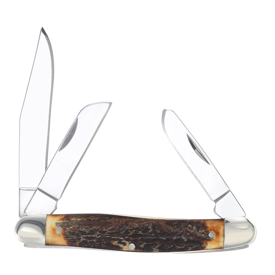 Queen Cutlery American-Made Genuine Stag Stockman Folding Knife