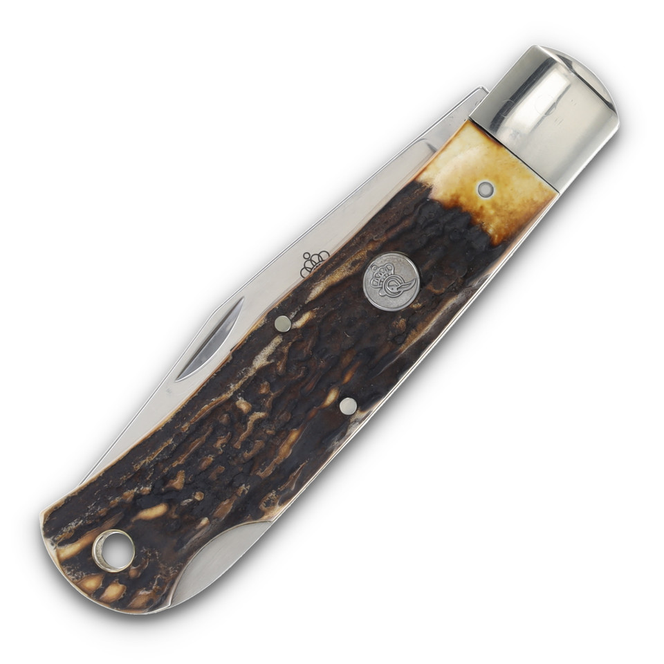 Queen Cutlery Lockback Folding Knife Burnt Stag Horn QGSH106 - Smoky ...