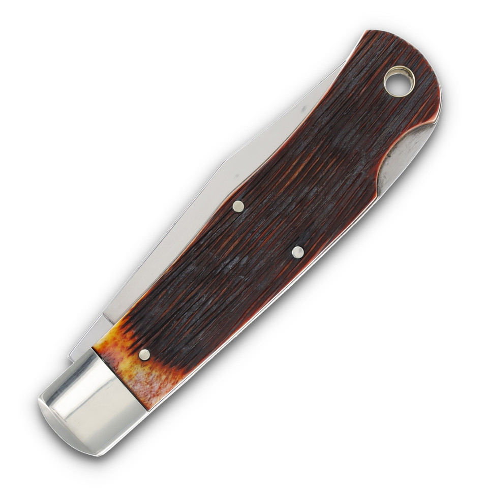 Queen Cutlery Lockback Folding Knife Amber Winterbottom Bone - Smoky ...