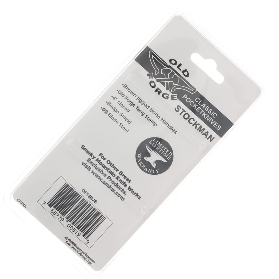 Old Forge Brown Jigged Bone Stockman 3 Bld. D2-Blade Steel OF18BJB ...