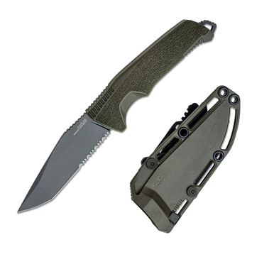 SOG Trident FX Olive Drab 4.2 Inch Partially Serrated TiNi Tanto