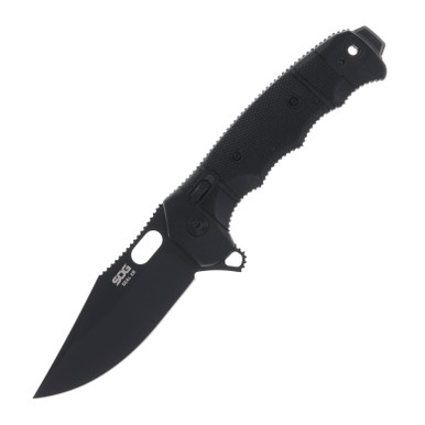 SOG Knives SEAL XR Folding Knife 3.9in Black Plain Clip Point Blade