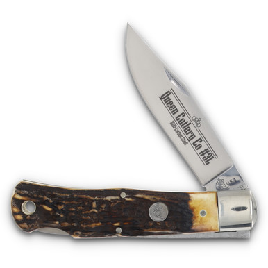 Queen Cutlery Lockback Folding Knife Burnt Stag Horn QGSH106 - Smoky ...