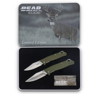 Bear & Son Bear Edge 2 pc Green Handle Holiday Tin (Q4 2024) BR71829 ...