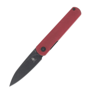 Kizer Feist Folding Knife Red 2.8in Plain Black Stonewash Drop Point