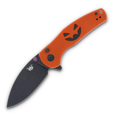Kizer Halloween Mini Grouper Orange 3.14 Inch Plain Black Drop Point