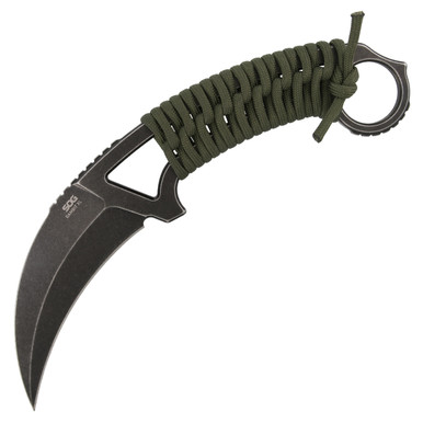SOG Gambit XL Fixed Blade Knife 4 Inch Plain Black Stonewash Karambit