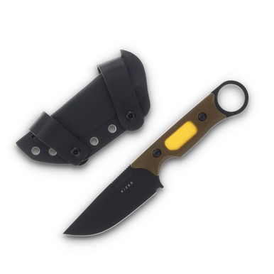 Kizer Cabox Fixed Blade Knife Yellow 3.36 Inch Plain Black Drop Point