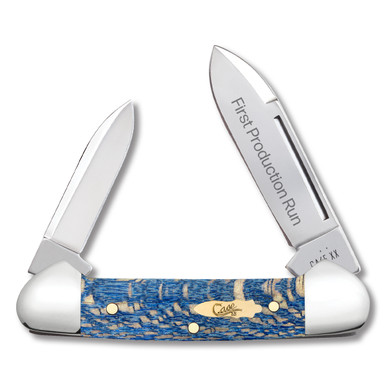 Case XX 1st Production Run Blue Sycamore Wood Baby Butterbean Folding Knife