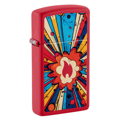 Zippo Lighter Cosmic Blast Design Red Matte Slim