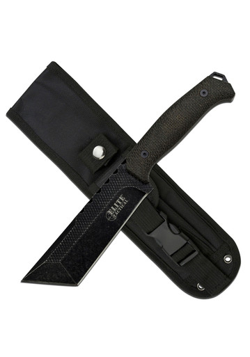 Elite Tactical Full Tang Tanto Fixed Blade/Black Blade/Dark Green ...