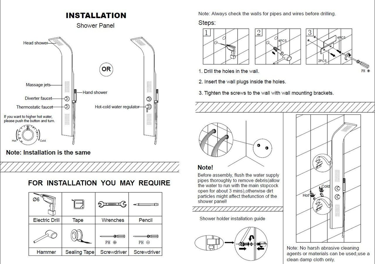 Rio 4-Way All-In-One Shower Panel - Chrome Stainless Steel