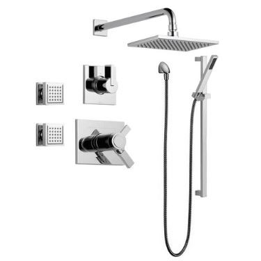 Delta with Diverter Trim, Shower Head, Slide Bar Hand Shower and Wall ...