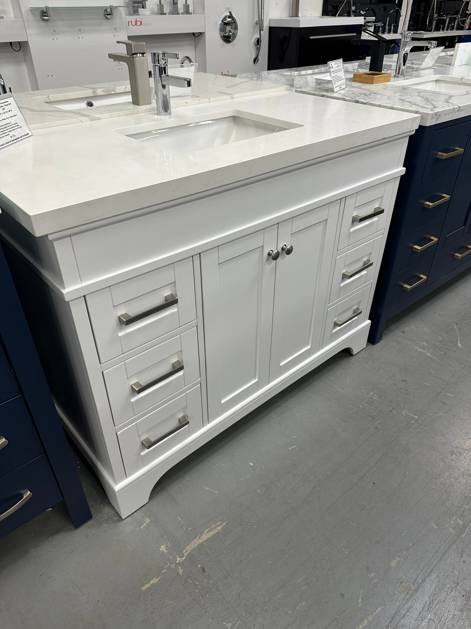 Naples 46 Inch White Bathroom Vanity Centered Sink