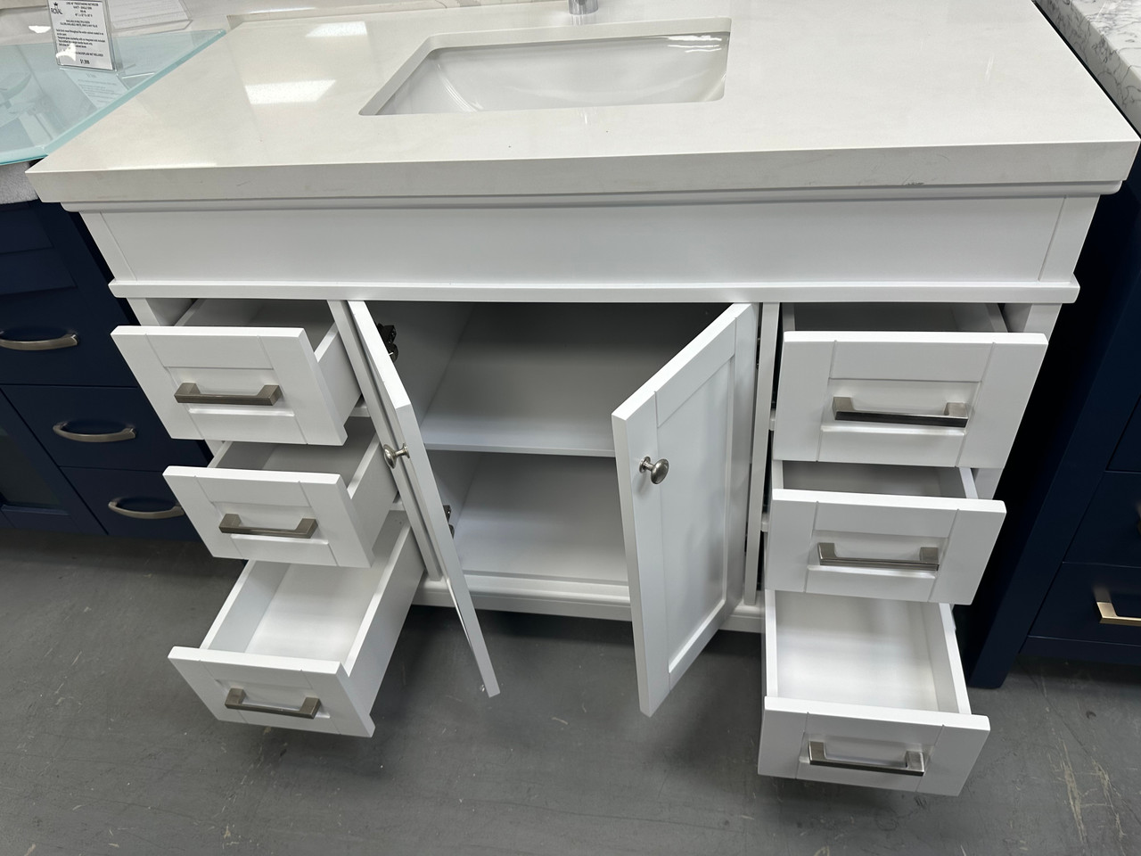 Naples 46 Inch White Bathroom Vanity Centered Sink