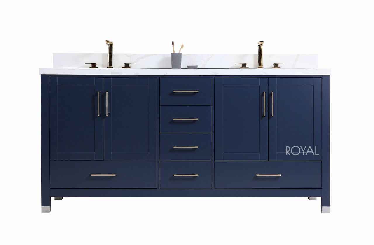 Royal Hollywood Collection 72 inch Blue Double Sink Bathroom Vanity