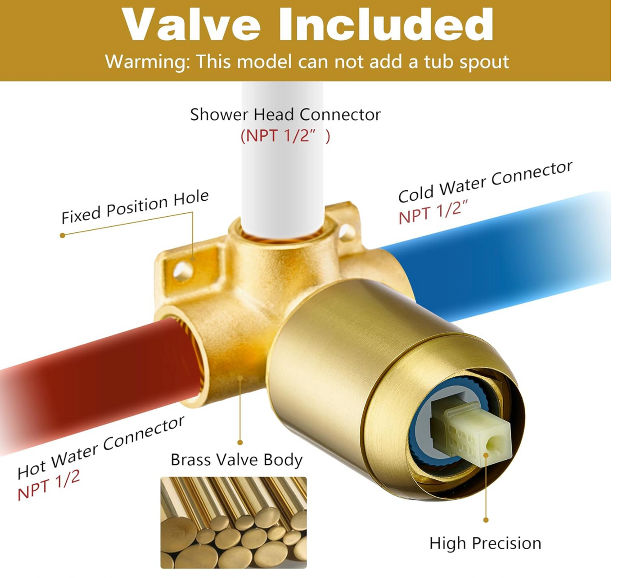 Royal Marisa One-Way Shower System –Brushed Gold | Royal Bath Place