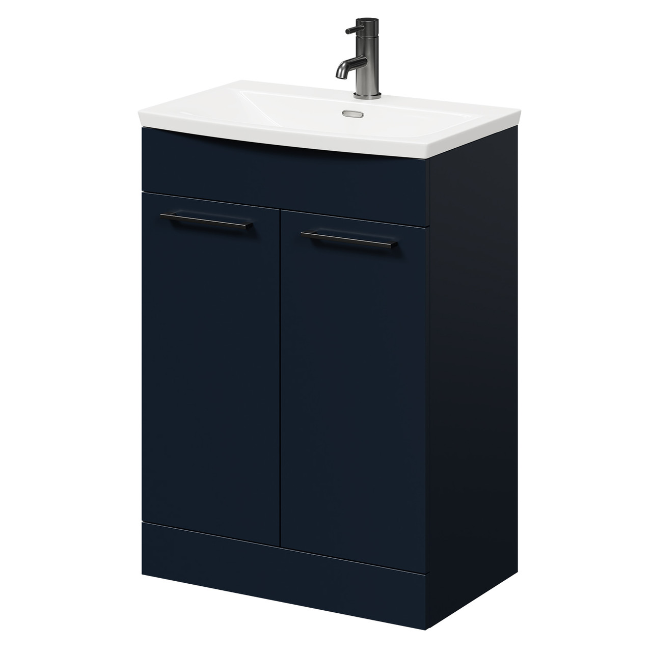 Napoli Deep Blue 600mm Floor Standing Vanity Unit with 1 Tap Hole ...