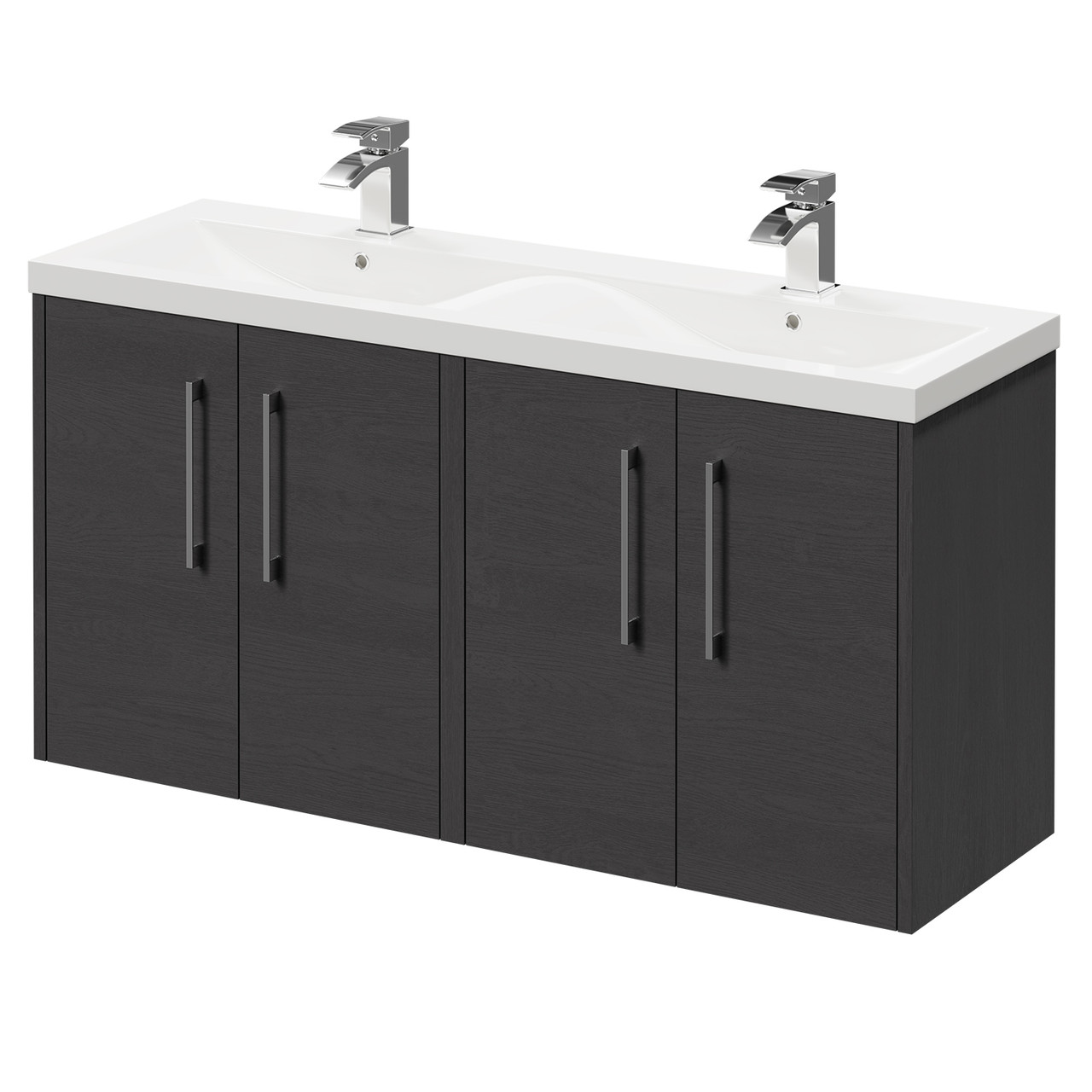 Horizon Graphite Grey 1200mm Wall Mounted Vanity Unit with Polymarble ...