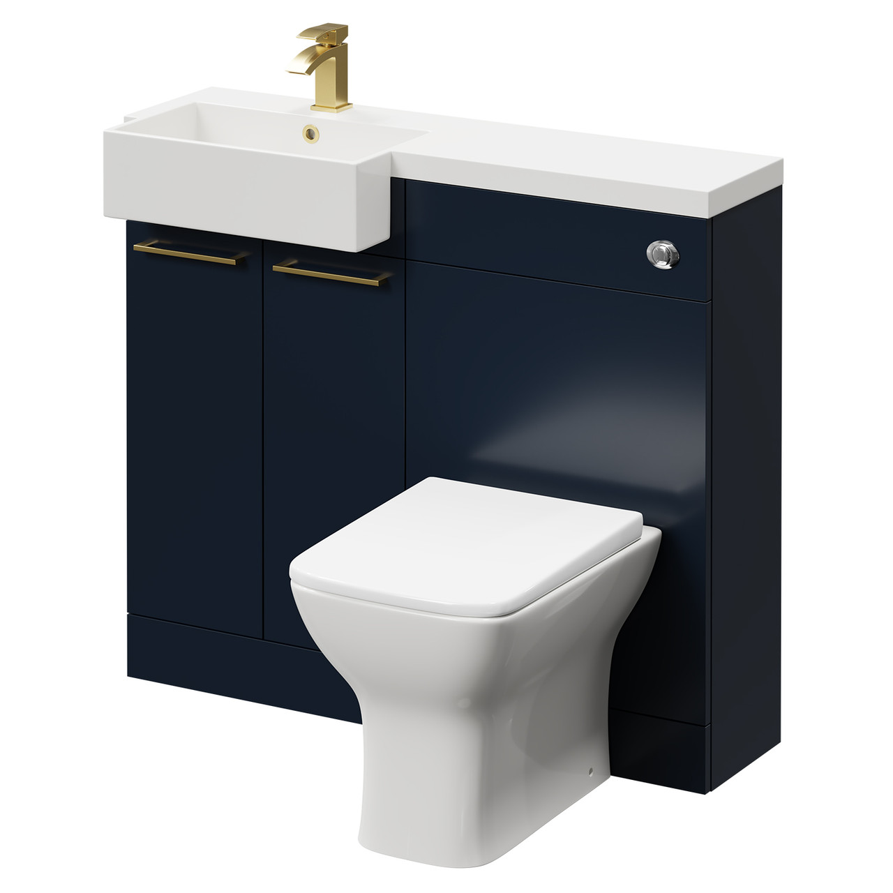 Napoli Combination Deep Blue 1000mm Vanity Unit Toilet Suite with Left ...