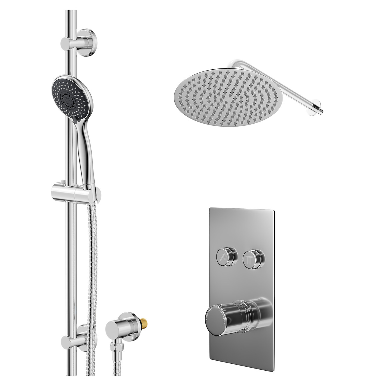Circo Polished Chrome Concealed Push Button Twin Thermostatic Shower ...