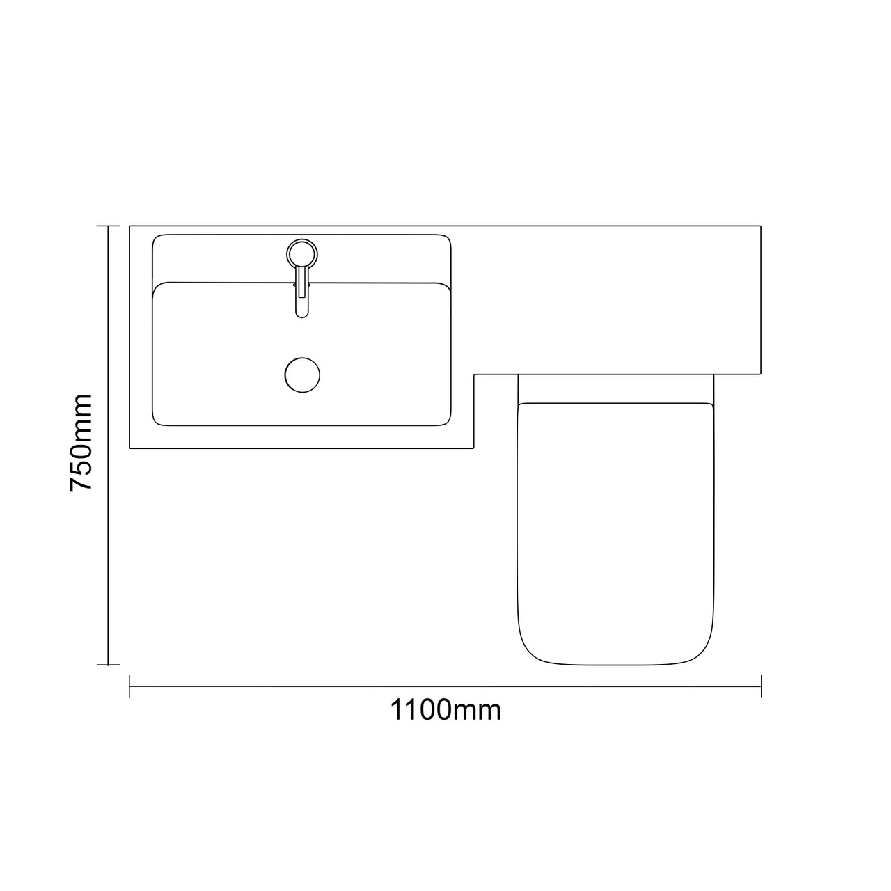 Avant Satin Anthracite 1100mm 2 Door Vanity Unit Toilet Suite with Left ...