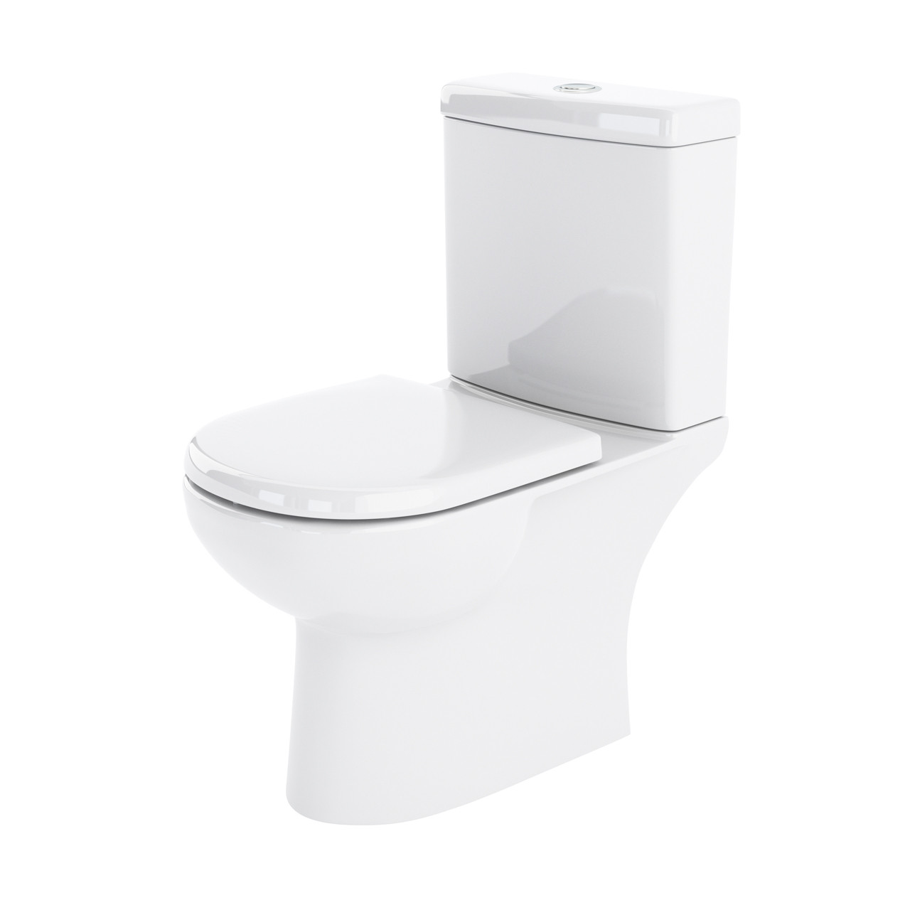 Nuie Carlton Round Close Coupled Toilet Pan with Cistern and Standard ...