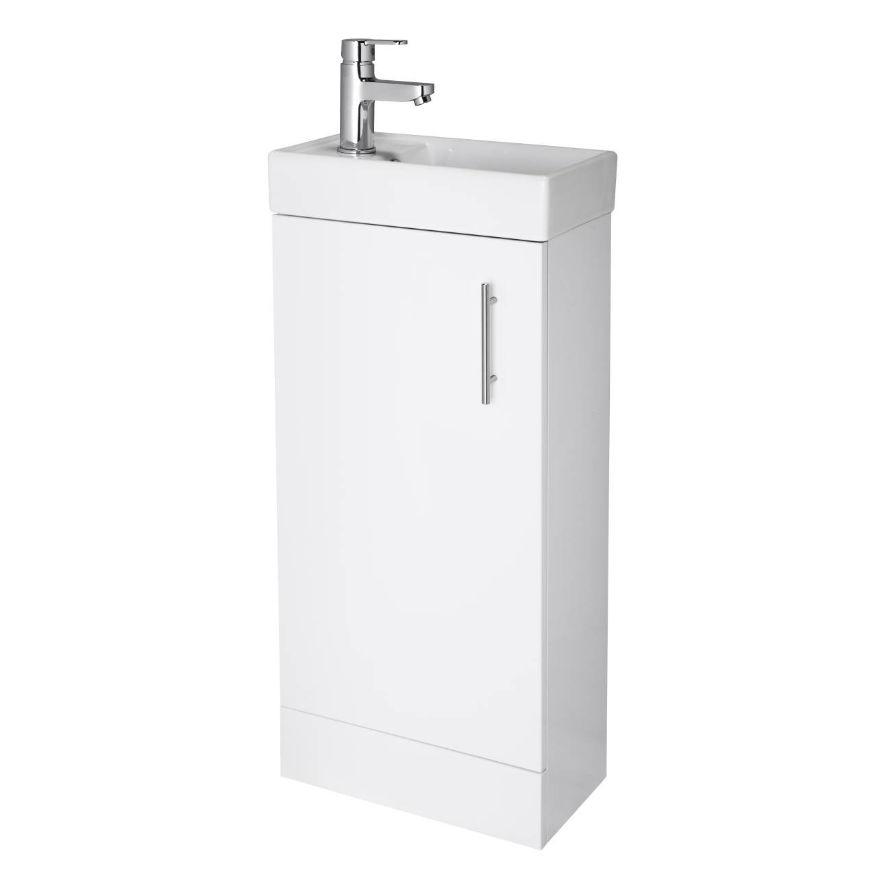 Nuie Vault Gloss White 400mm Wall Hung Slimline Vanity Unit and Basin ...