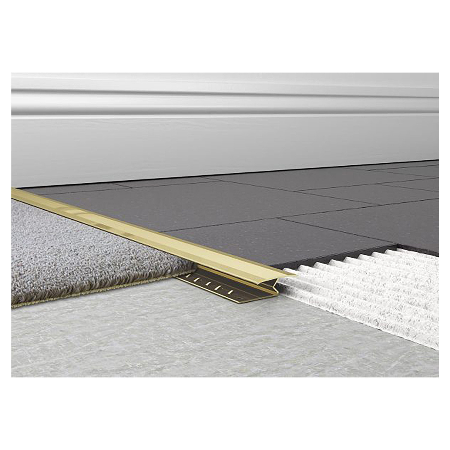 Tileasy Chrome 31mm x 1000mm Aluminium 1 Piece Knock-Down Carpet to ...