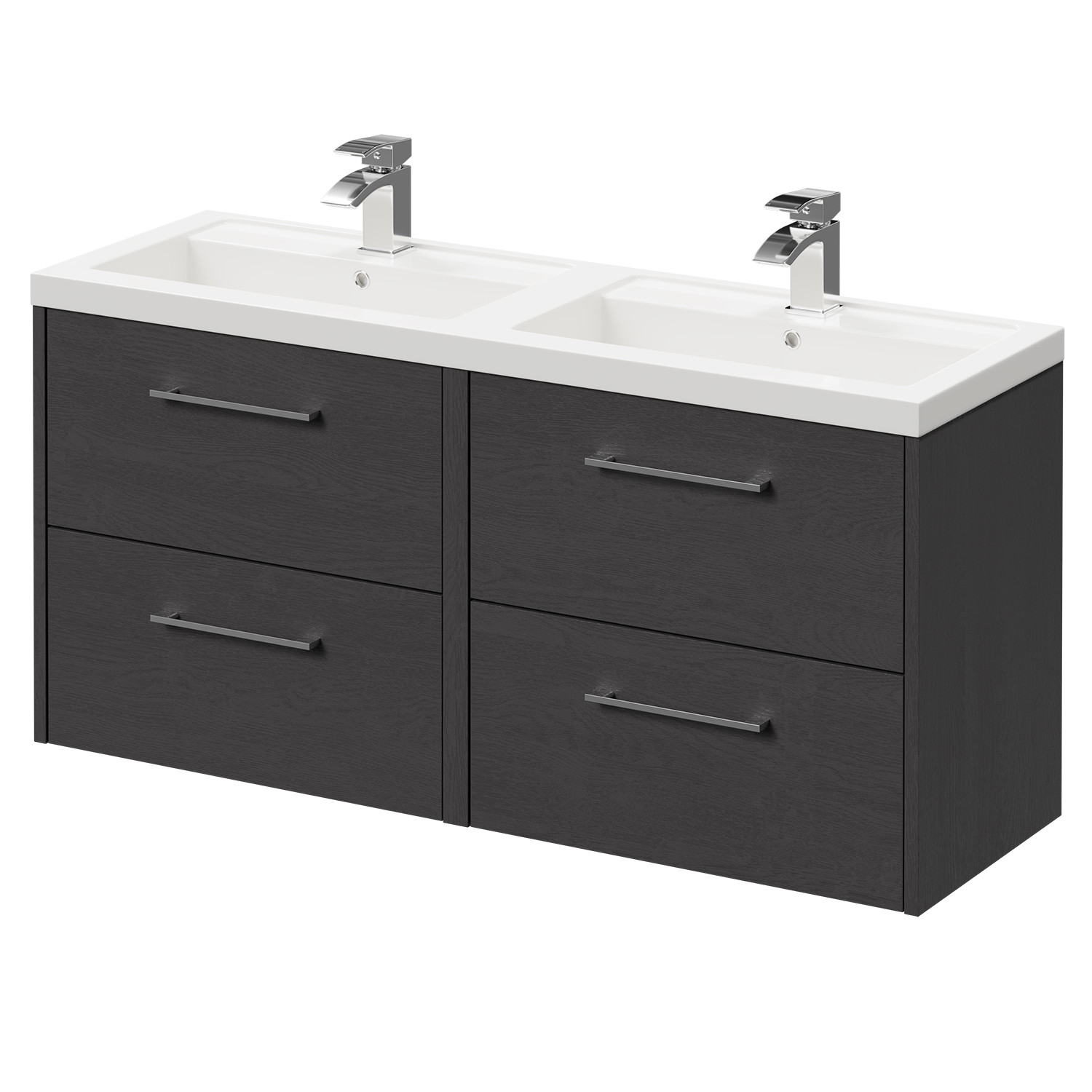 Horizon Graphite Grey 1200mm Wall Mounted Vanity Unit with Polymarble ...