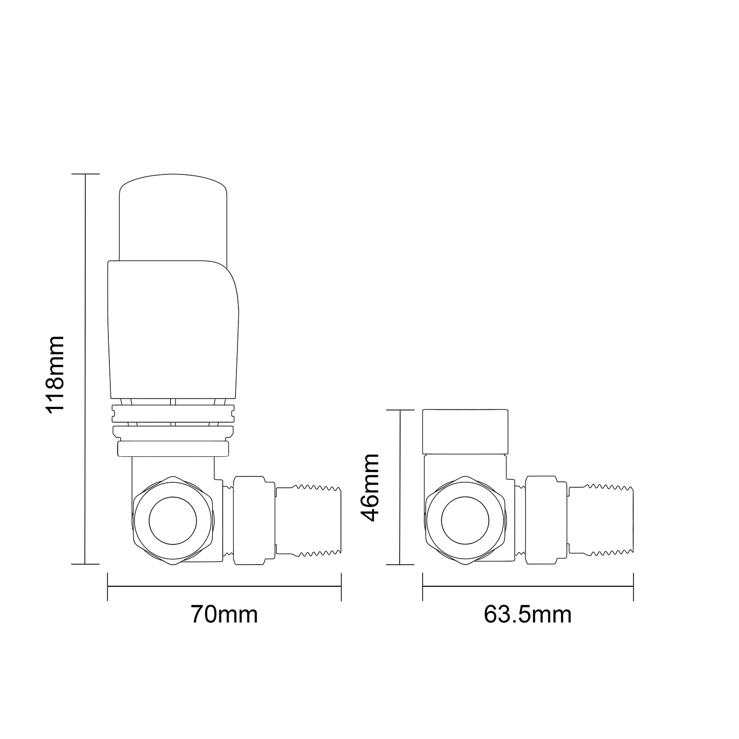 Colore Dias Gunmetal Grey Thermostatic Corner Radiator Valves ...