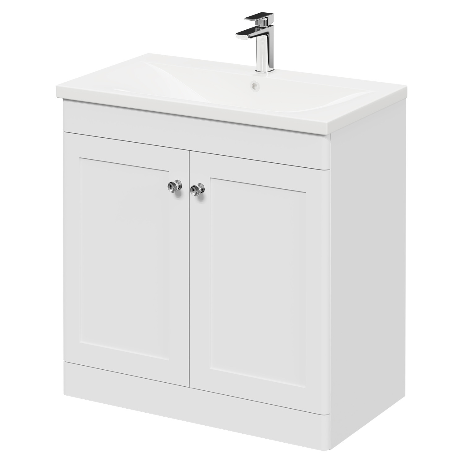 Danbury Satin White 600mm Floor Standing Vanity Unit with 1 Tap Hole ...