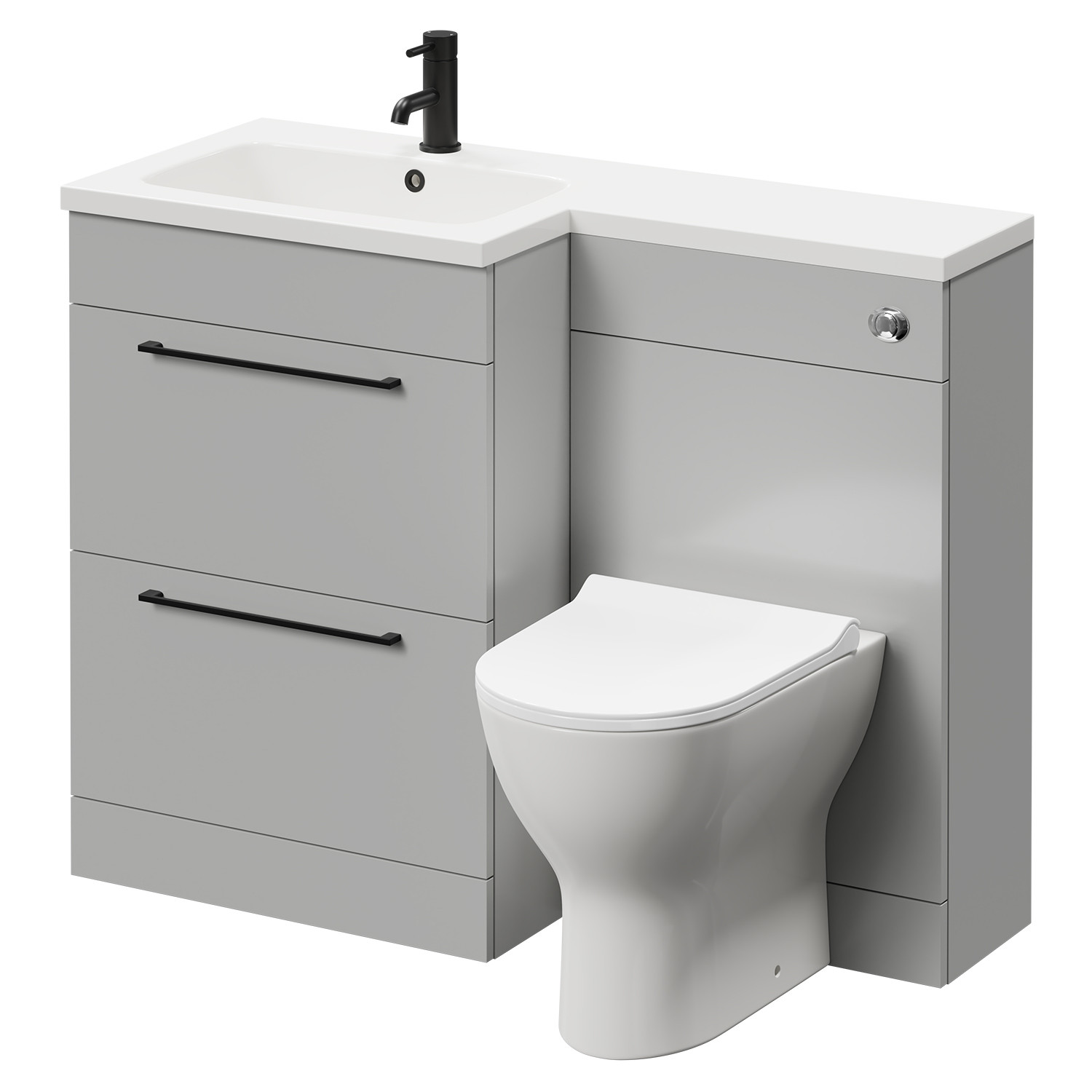 Napoli Combination Gloss Grey 1100mm Vanity Unit Toilet Suite with Left ...