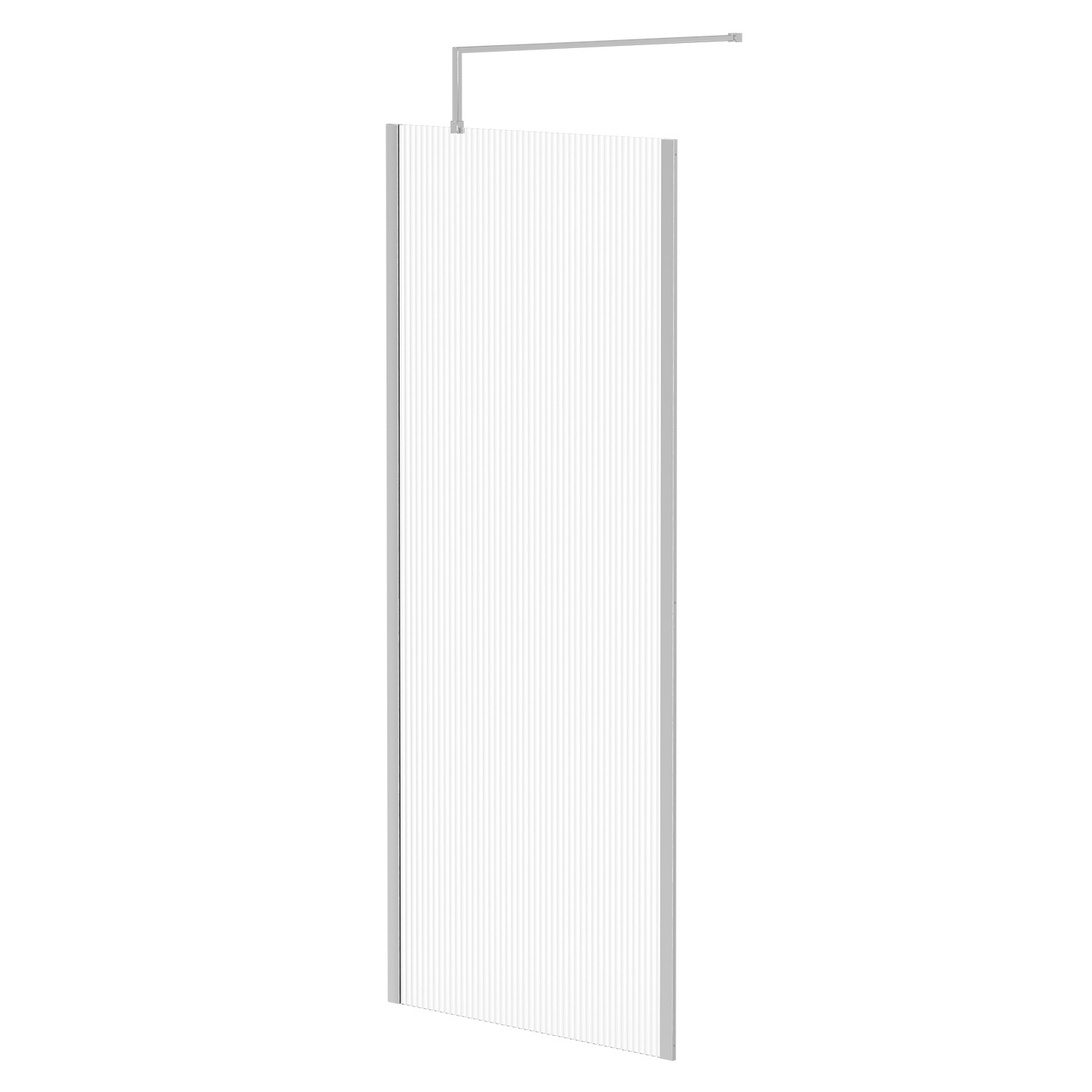 Pacco 8mm Fluted Glass Polished Chrome 1850mm x 800mm Walk In Shower ...