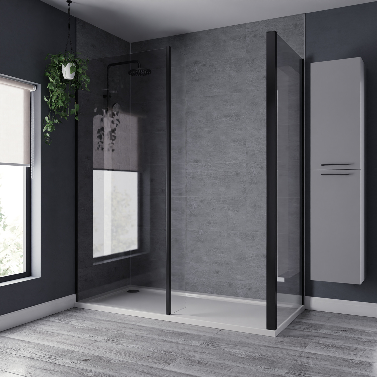 Colore 10mm Clear Glass Gunmetal Grey 2000mm x 250mm Walk In Fixed ...