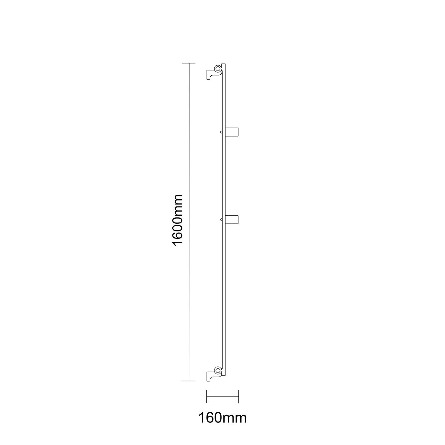 Dalton White 1600mm x 376mm Single Panel Radiator with Twin Towel Rails ...