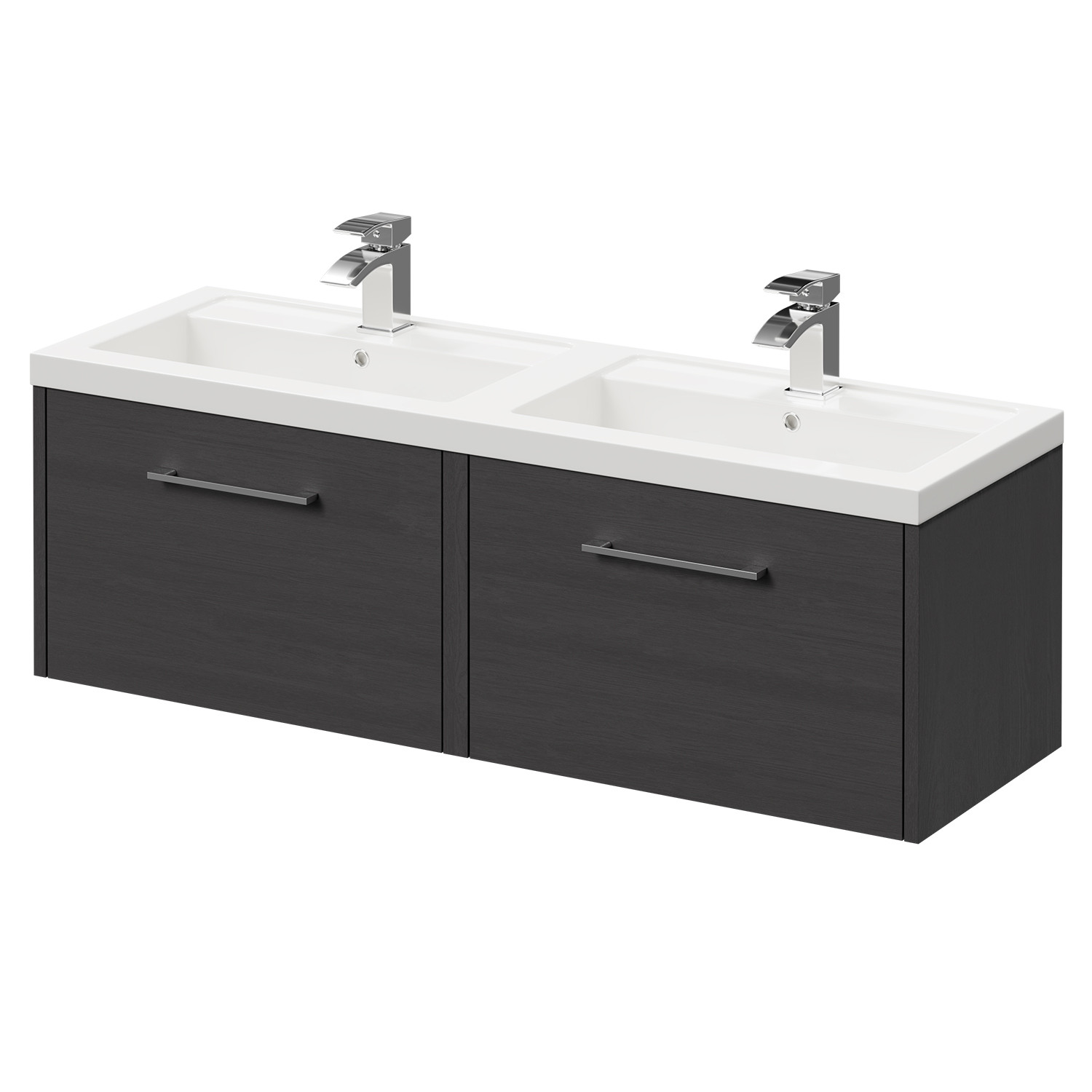 Horizon Graphite Grey 1200mm Wall Mounted Vanity Unit with Polymarble ...