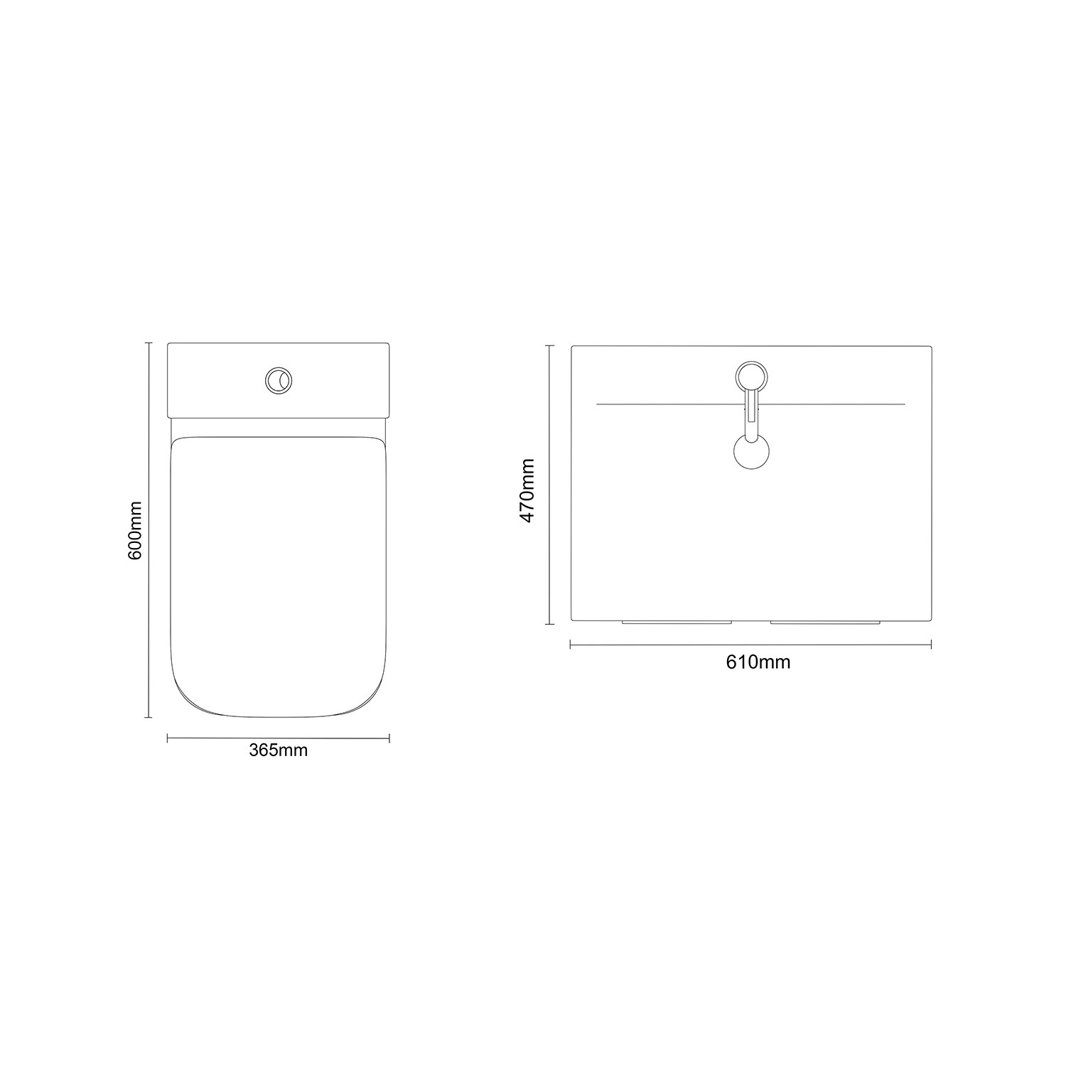 Turin Matt Black 600mm Floor Standing Vanity Unit and Toilet Suite with ...