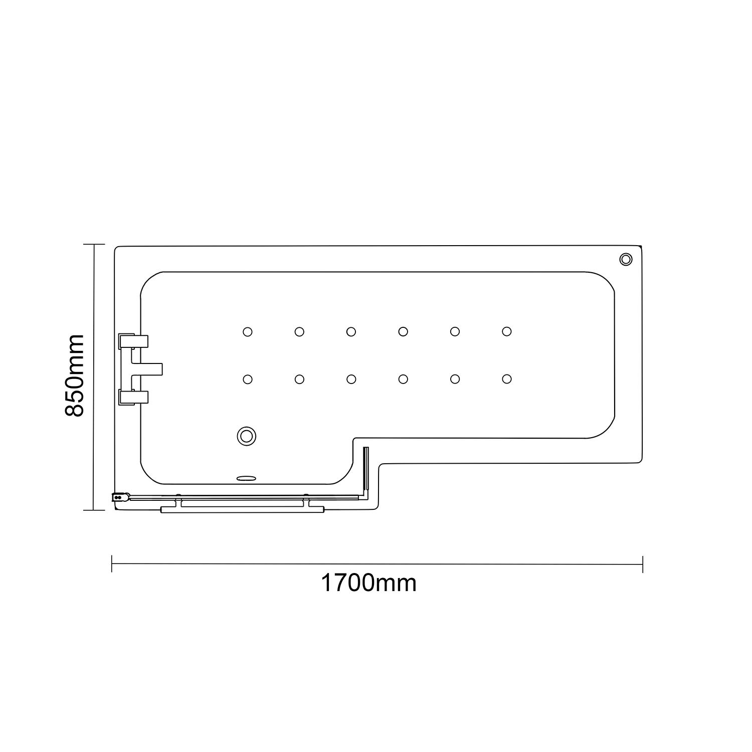 Loire 1700mm 12 Jet Chrome Easifit Left Hand L Shaped Spa Shower Bath ...