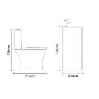 Avant Satin Grey 600mm 2 Door Vanity Unit and Kingston Toilet Suite ...