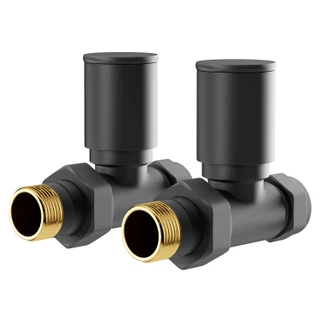 Colore Round Gunmetal Grey Straight Radiator Valves - Wholesale Domestic