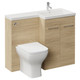 Napoli 460 Light Oak 1100mm 2 Door Vanity Unit Toilet Suite with Right ...