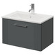 Avant Satin Grey 600mm Wall Mounted Single Drawer Vanity Unit with ...