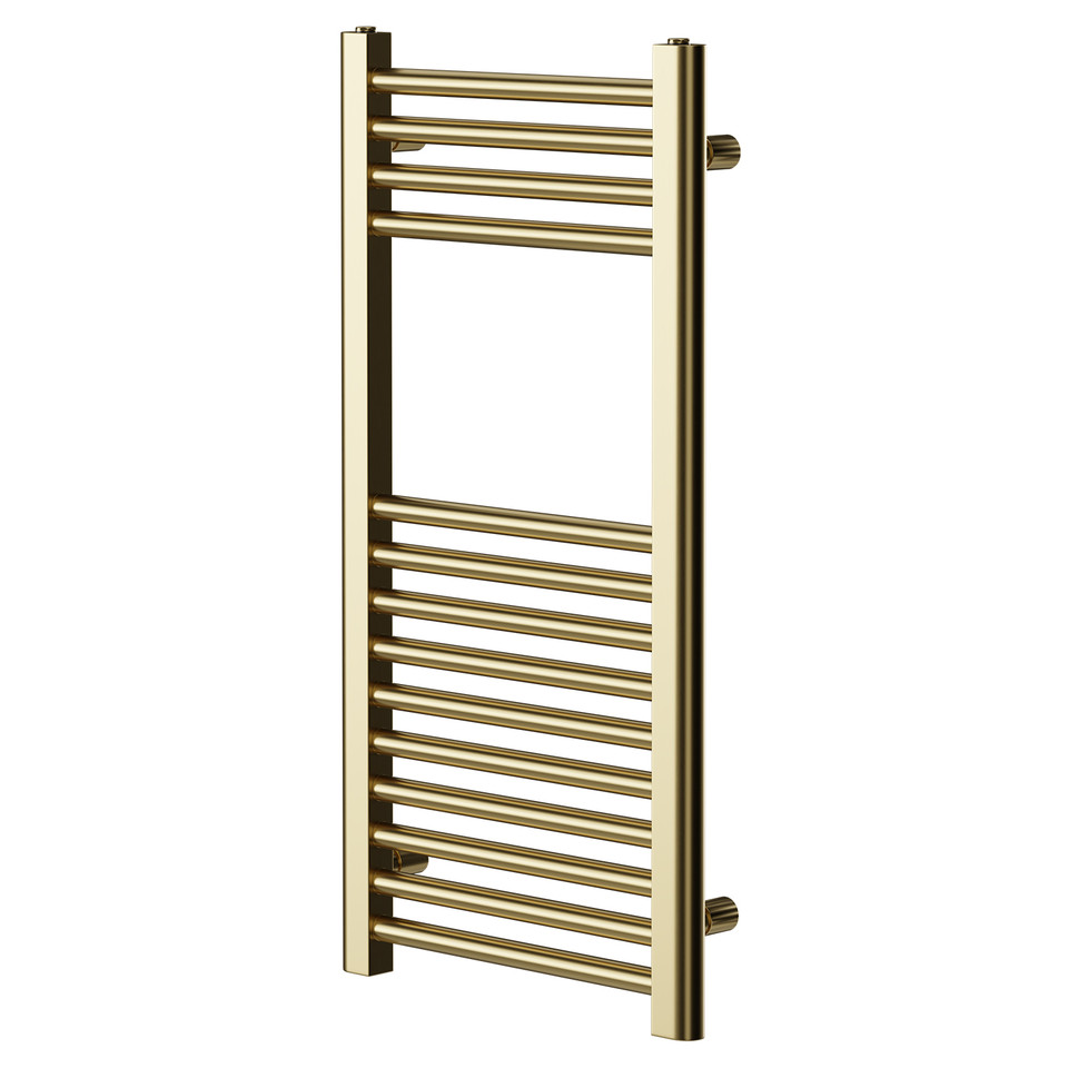 Pizarro Brushed Brass 1200mm x 400mm Straight Heated Towel Rail ...