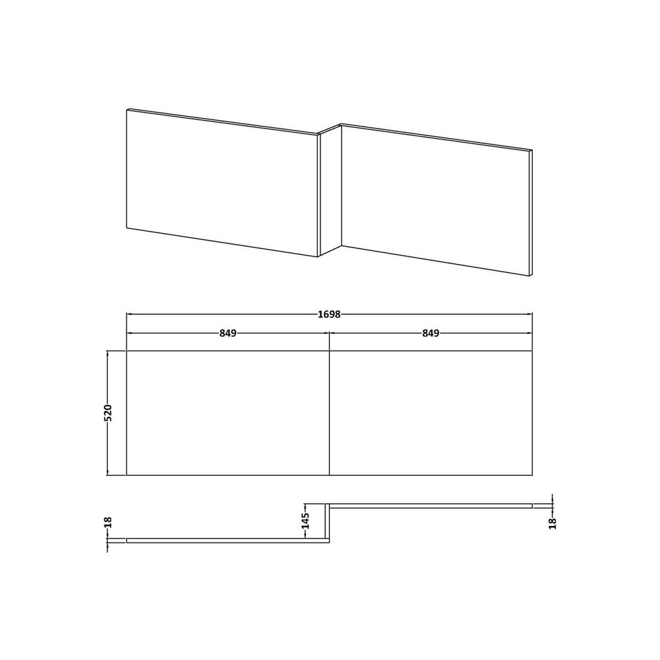 Hudson Reed Matt Pebble Grey 1700mm Square Shower Bath Front Panel ...