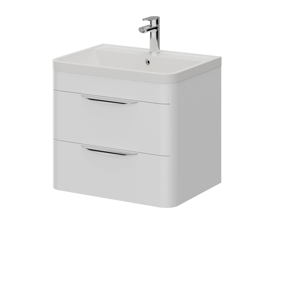 Oslo Gloss White 350mm x 1400mm Wall Mounted 2 Door Tall Storage Unit ...